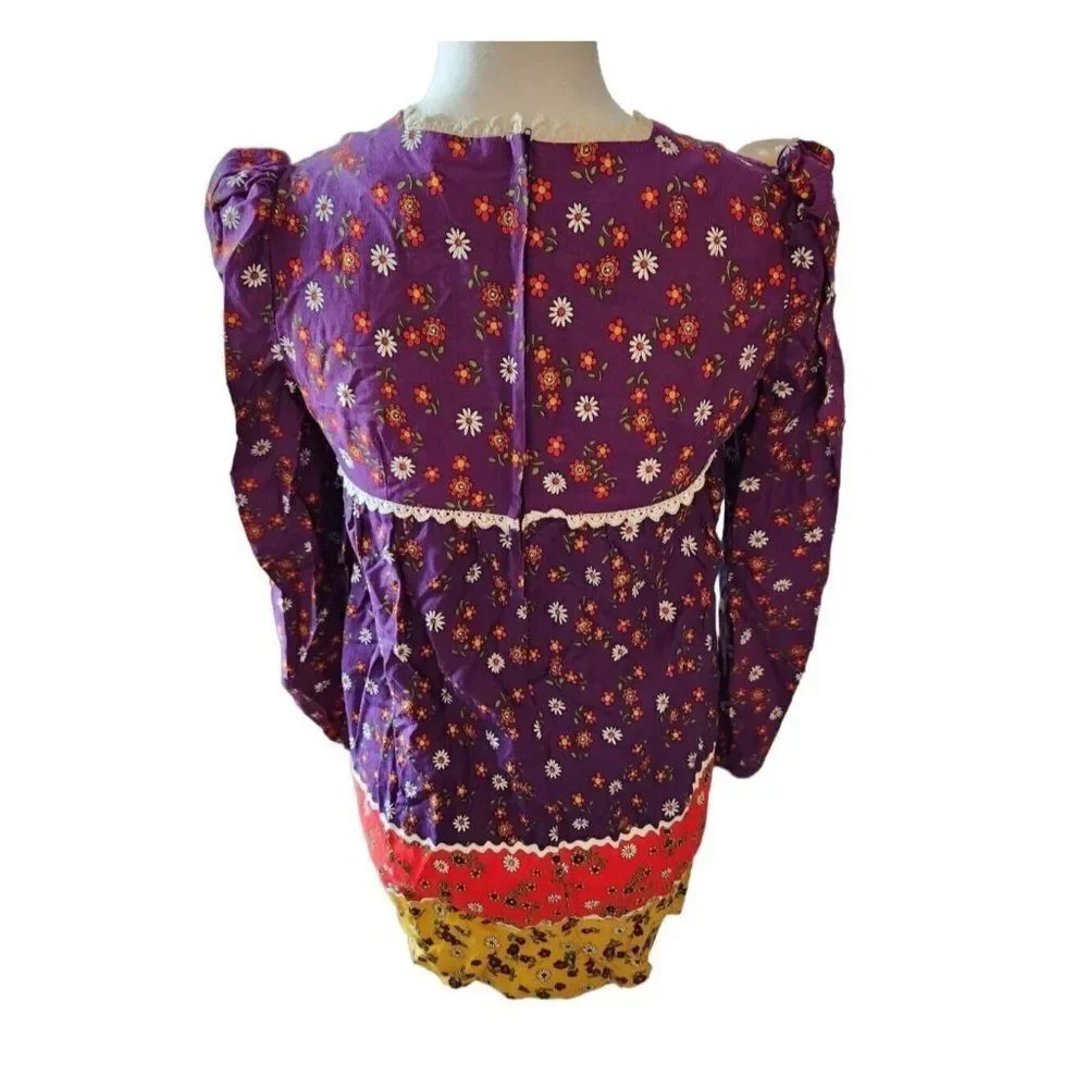 Unbranded | Dresses | Vintage 8s Prairie Cottage Core Long Sleeve Short ...
